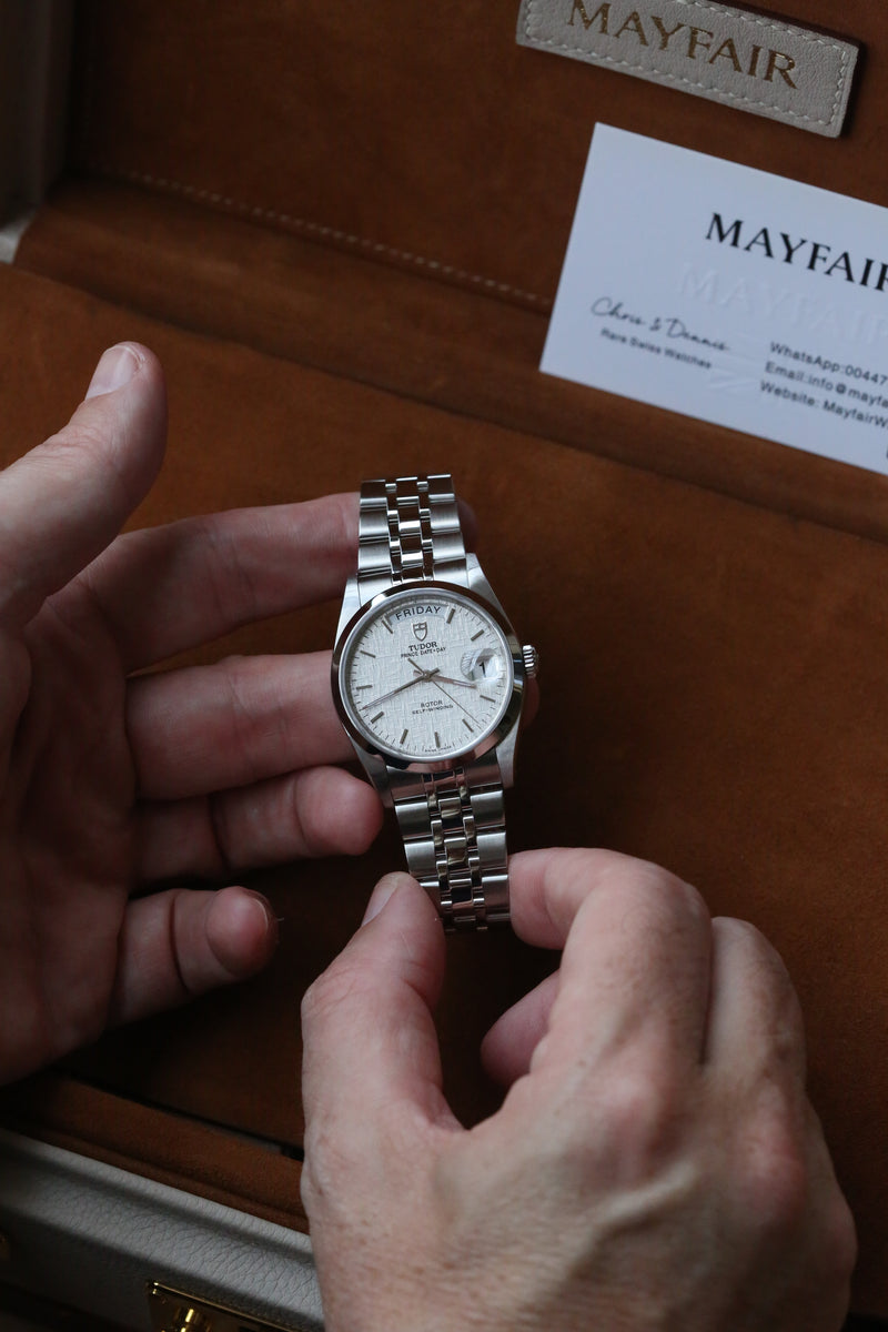 Tudor Prince Date-Day Linen dial watch – Mayfair Watch